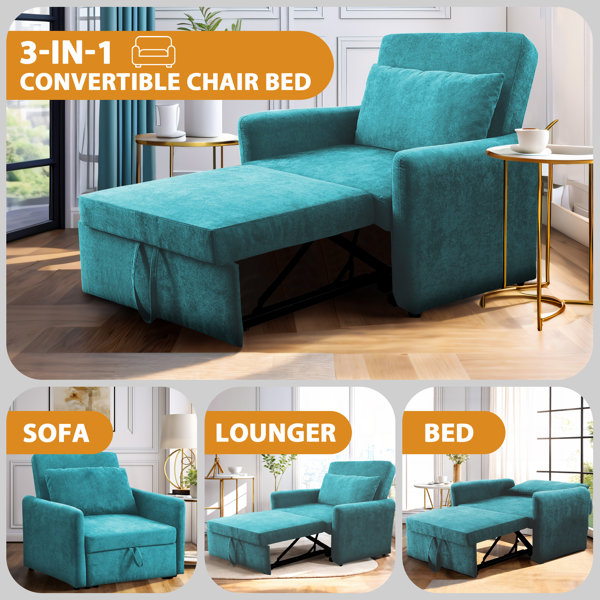 Coastrail Outdoor Convertible Sofa Bed Chair 3-in-1 Multi-Functional Sleeper Single Chair Bed ...